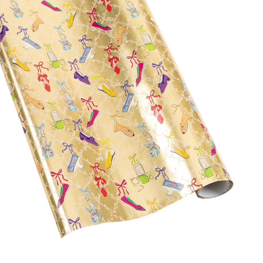 Caspari A History of Shoes Foil Embossed Metallic Gift Wrapping Paper ...